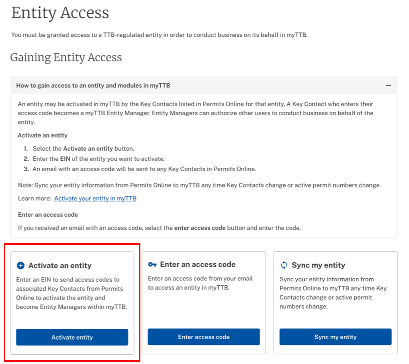 TTBGov - myTTB Activate Entity