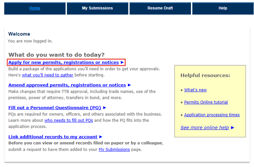 TTBGov - How to Apply for a New Permit, Registration, or Notice